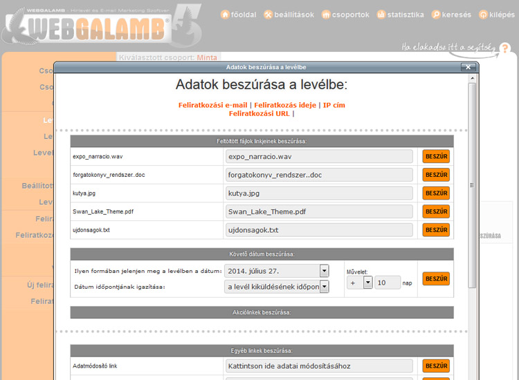Funkciók amikkel segít neked a Webgalamb®